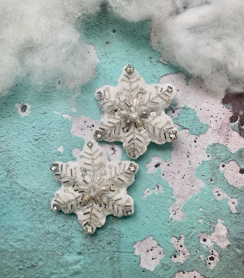 Felt Snowflake Ornaments With Beaded and Embroidered Embellishments - Etsy