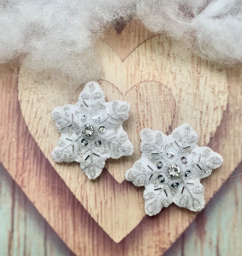 Felt Snowflake Ornaments With Beaded and Embroidered Embellishments - Etsy