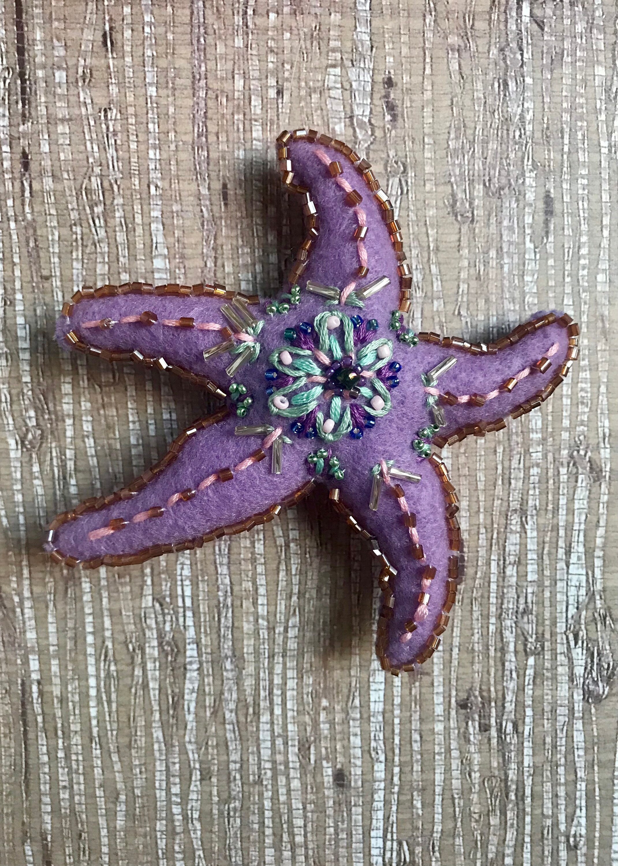Beaded Embroidered Felt Star Fish Ornaments - Etsy