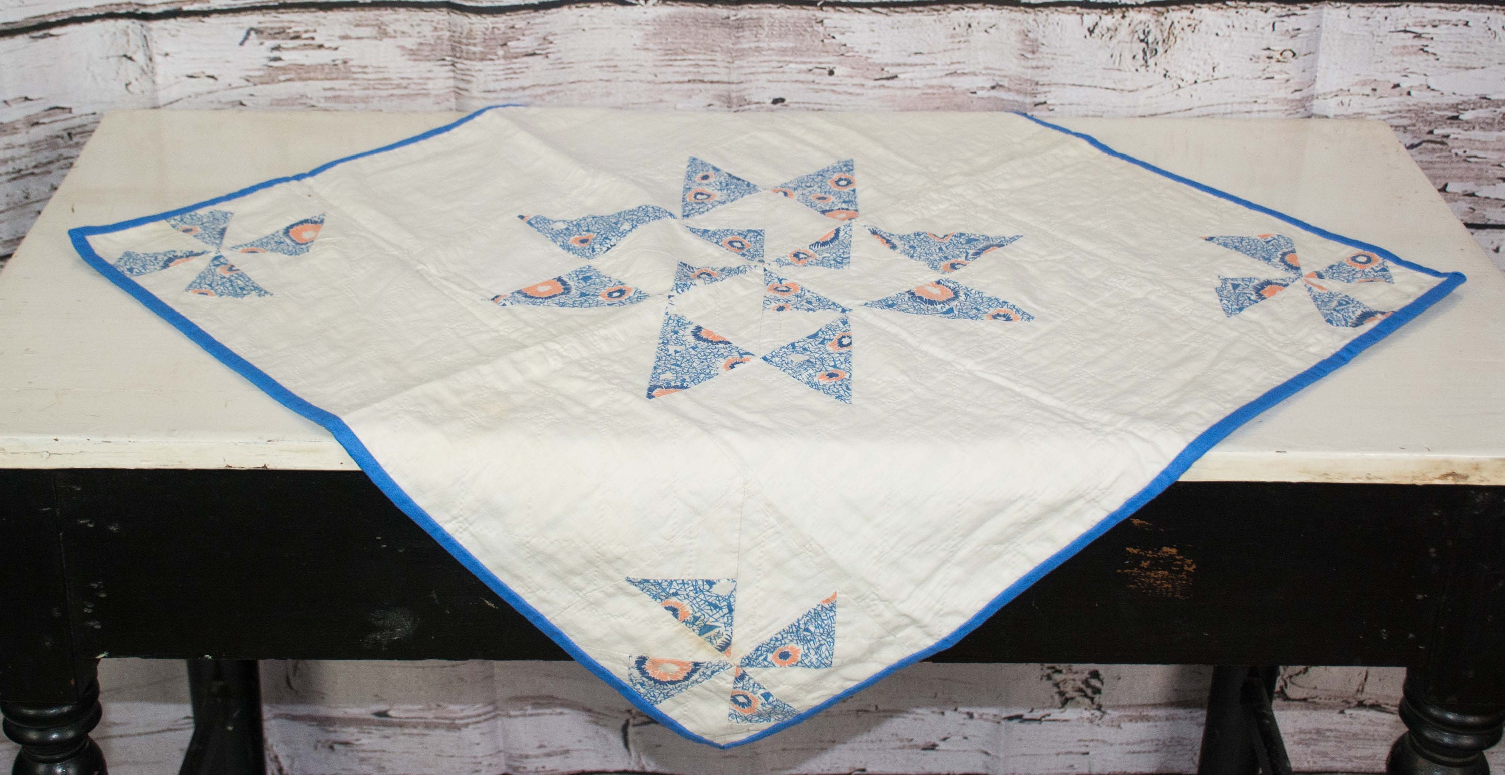 Antique Vintage Country Primitive Farmhouse Quilt Blue & White - Etsy