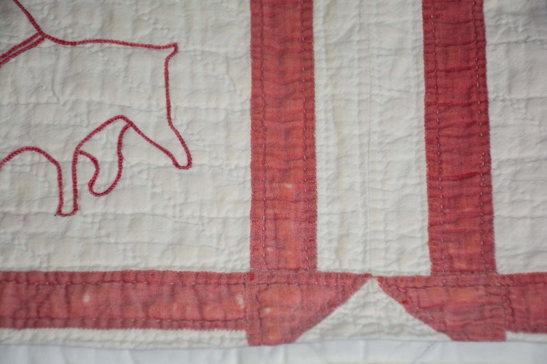 Beautiful Antique Vintage Red and White Redwork Quilt Hand | Etsy