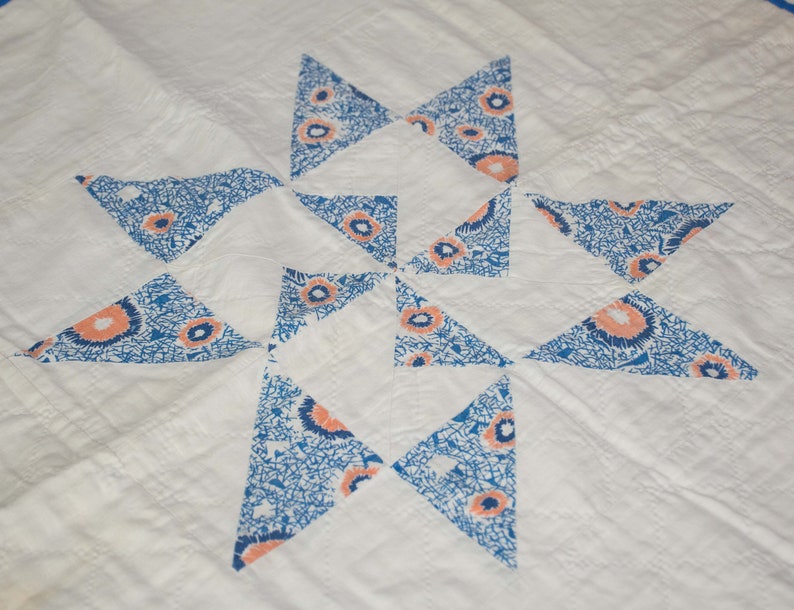 Antique Vintage Country Primitive Farmhouse Quilt Blue & White - Etsy