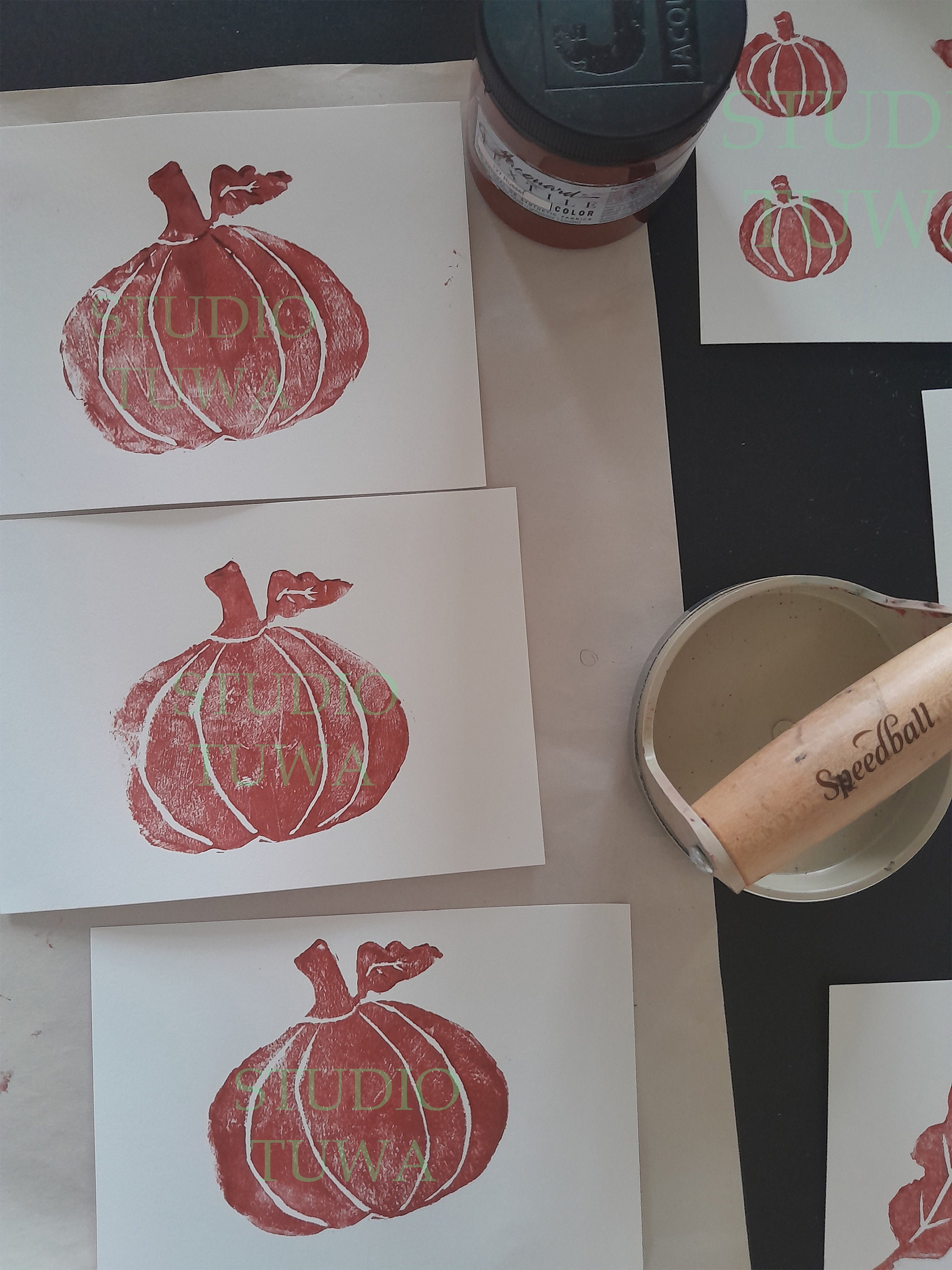 Linocut Art Linocut Sticker Block Printed Sticker Pumpkin - Etsy