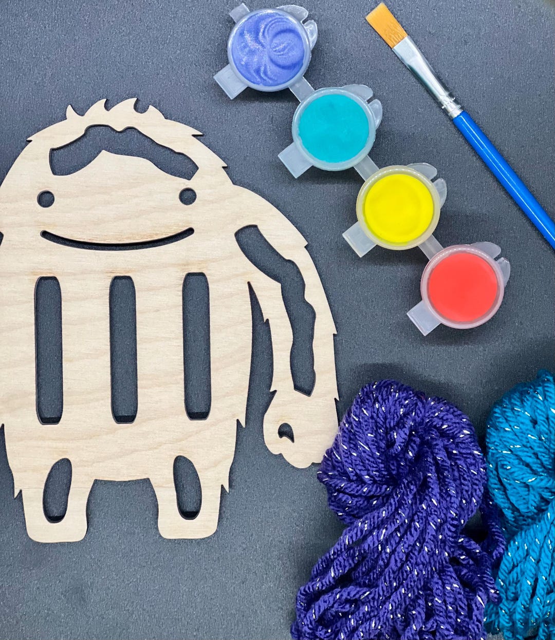 Yeti Weaving & Painting Kit: DIY Wooden Yarn Craft, Kids Art Project - Etsy