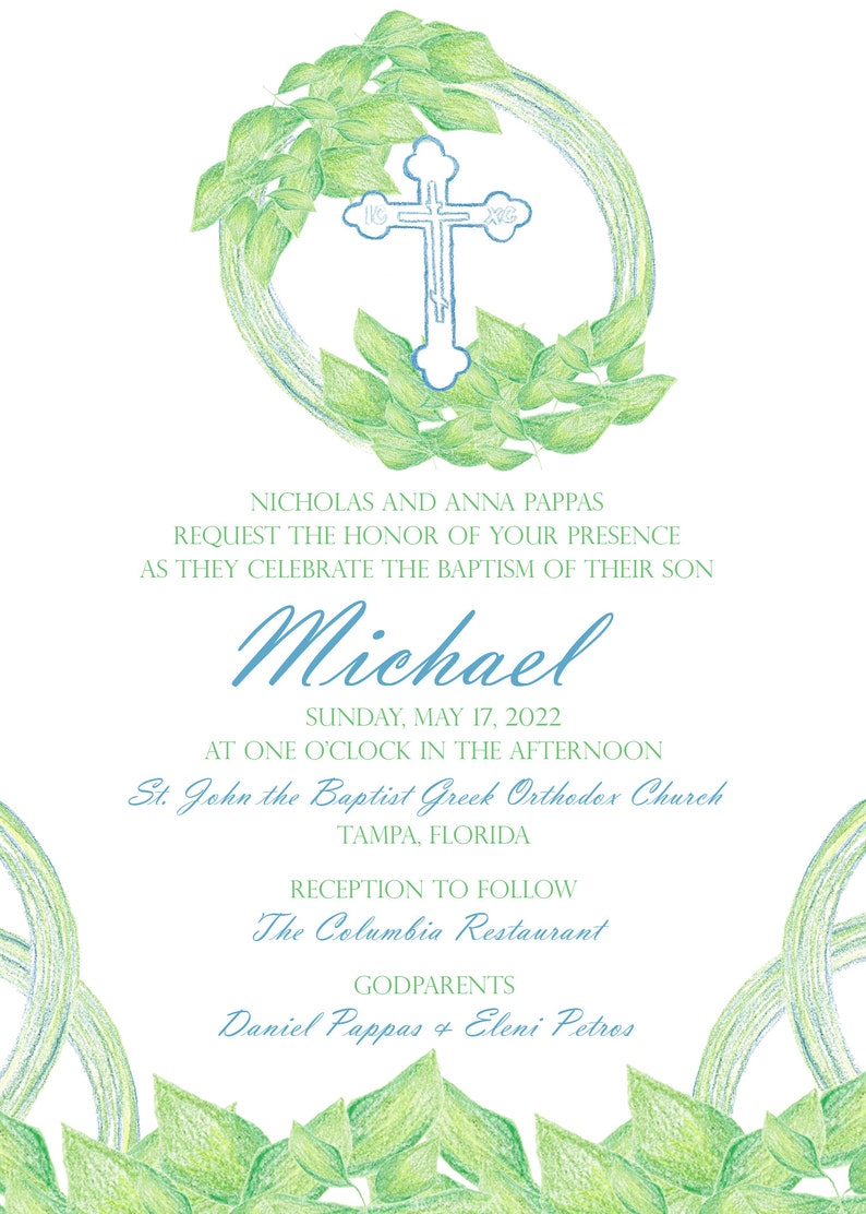Orthodox Baptism Invitation Template Greek Orthodox Baptism - Etsy