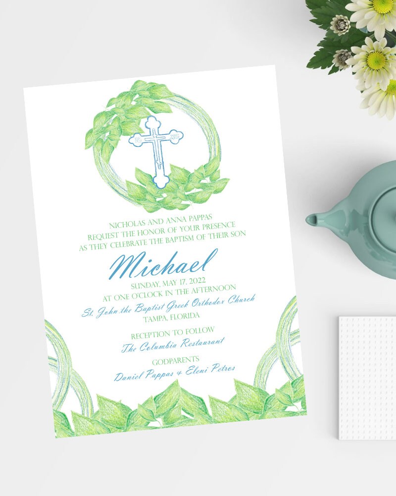 Orthodox Baptism Invitation Template Greek Orthodox Baptism - Etsy