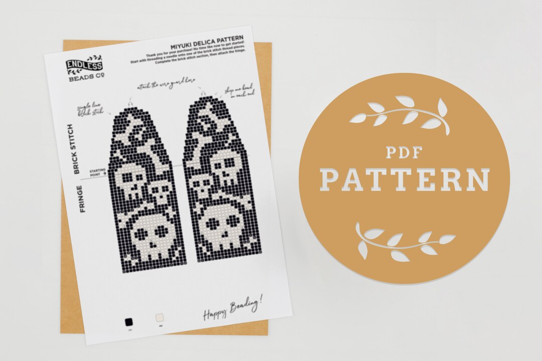 The Skulls Pattern | Bead Fringe Earrings Pattern | Halloween Skull ...
