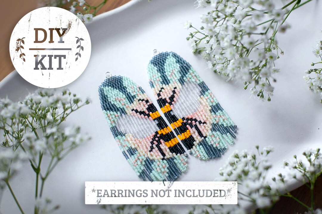 Bee Bead Fringe Earrings DIY Kit: Miyuki Beads, Video Instructions - Etsy
