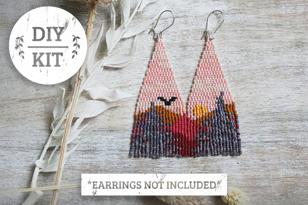 Sunset Bead Fringe Earrings DIY Kit: Miyuki Beads, Pattern & Supplies ...