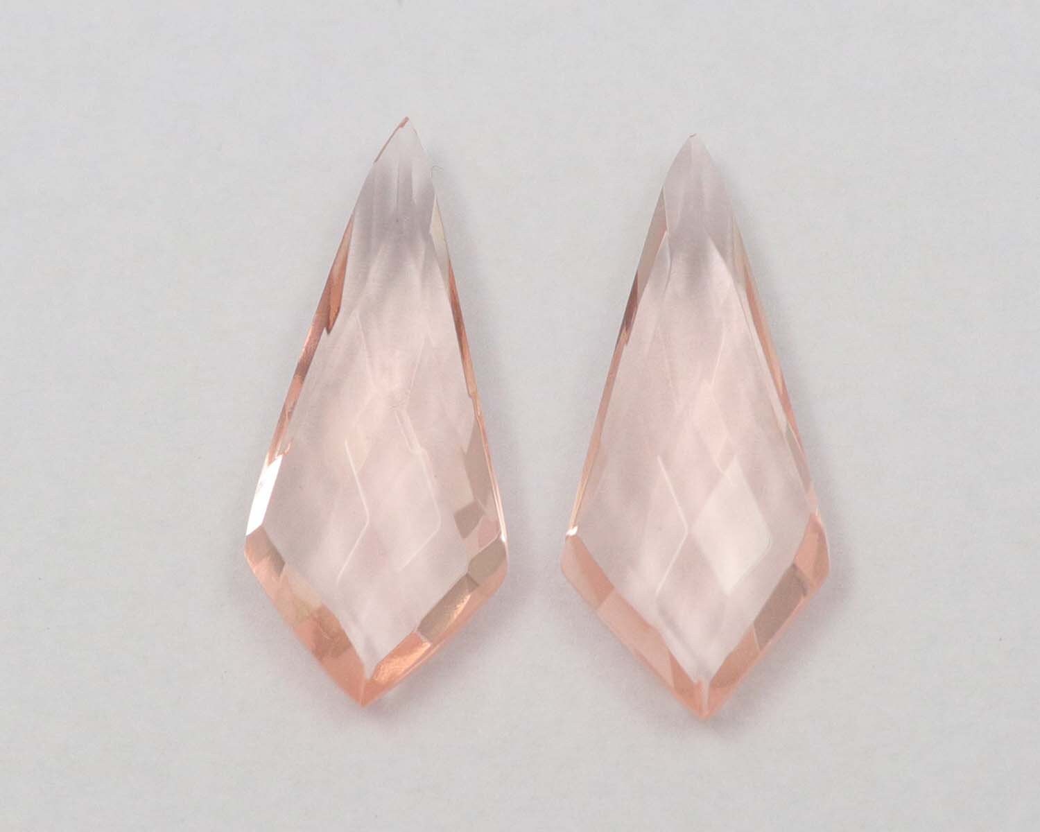 1 Match Pair Morganite Quartz Gemstone Morganite Quartz - Etsy