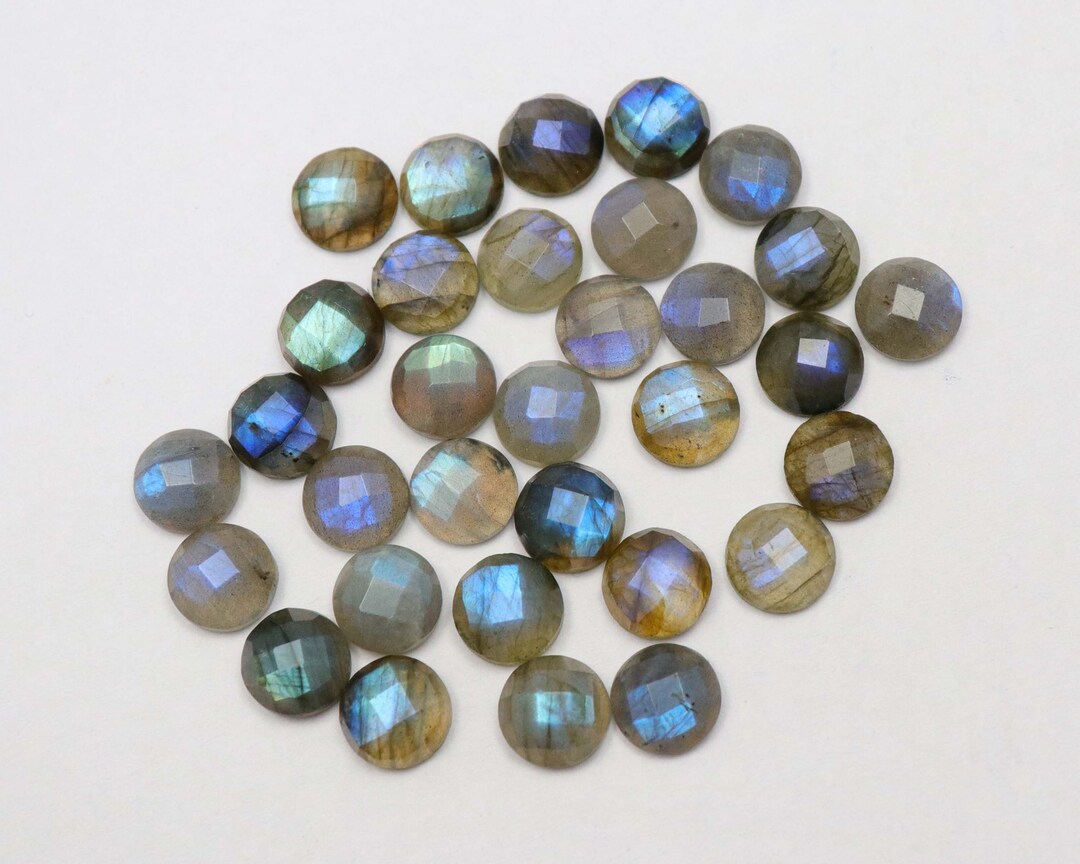 Checker Cut Back Flat Natural Labradorite Gemstone, Faceted Labradorite ...