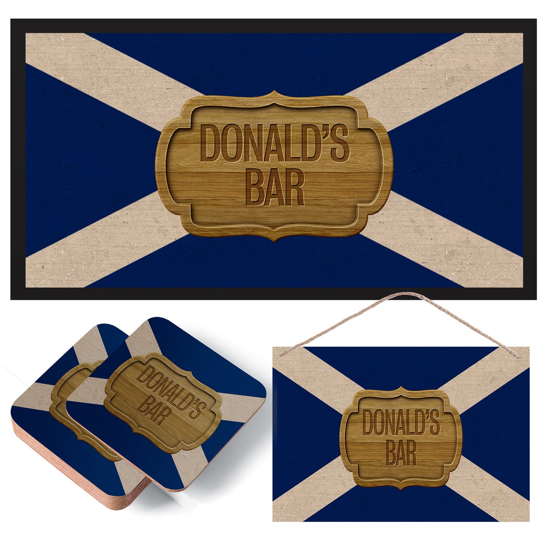 Personalised Scotland Flag - Beer Mat, Coasters & Sign - Bar Runner ...