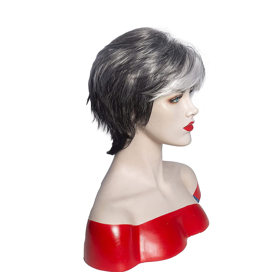 Short Grey Pixie Cut Wigs for Women Layered Synthetic Hair Mixed Gray ...