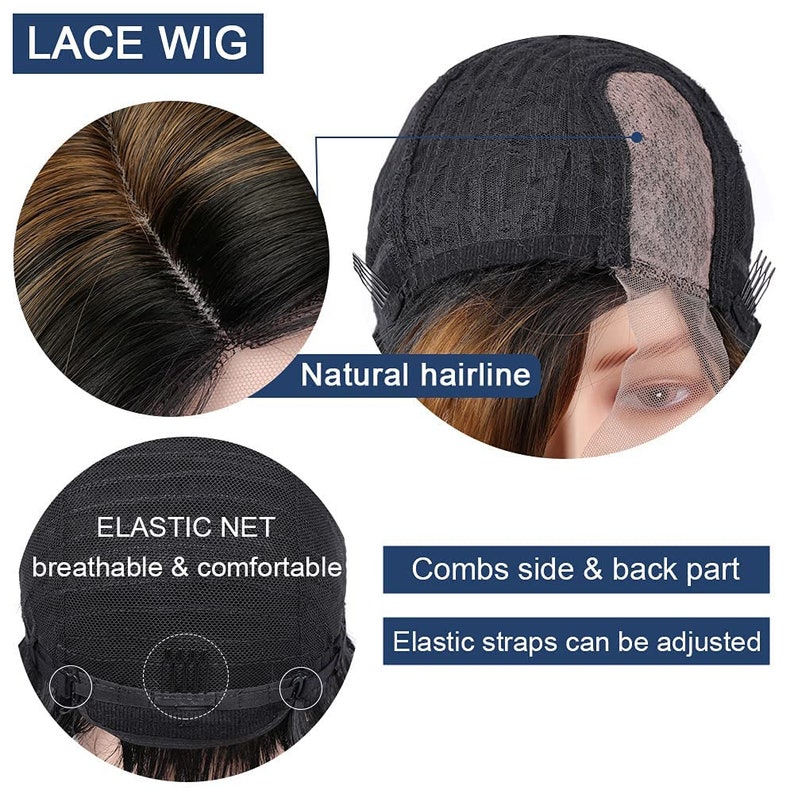 Short Pixie Cut Wig Straight Hair Short Wigs Synthetic Ombre Gold ...