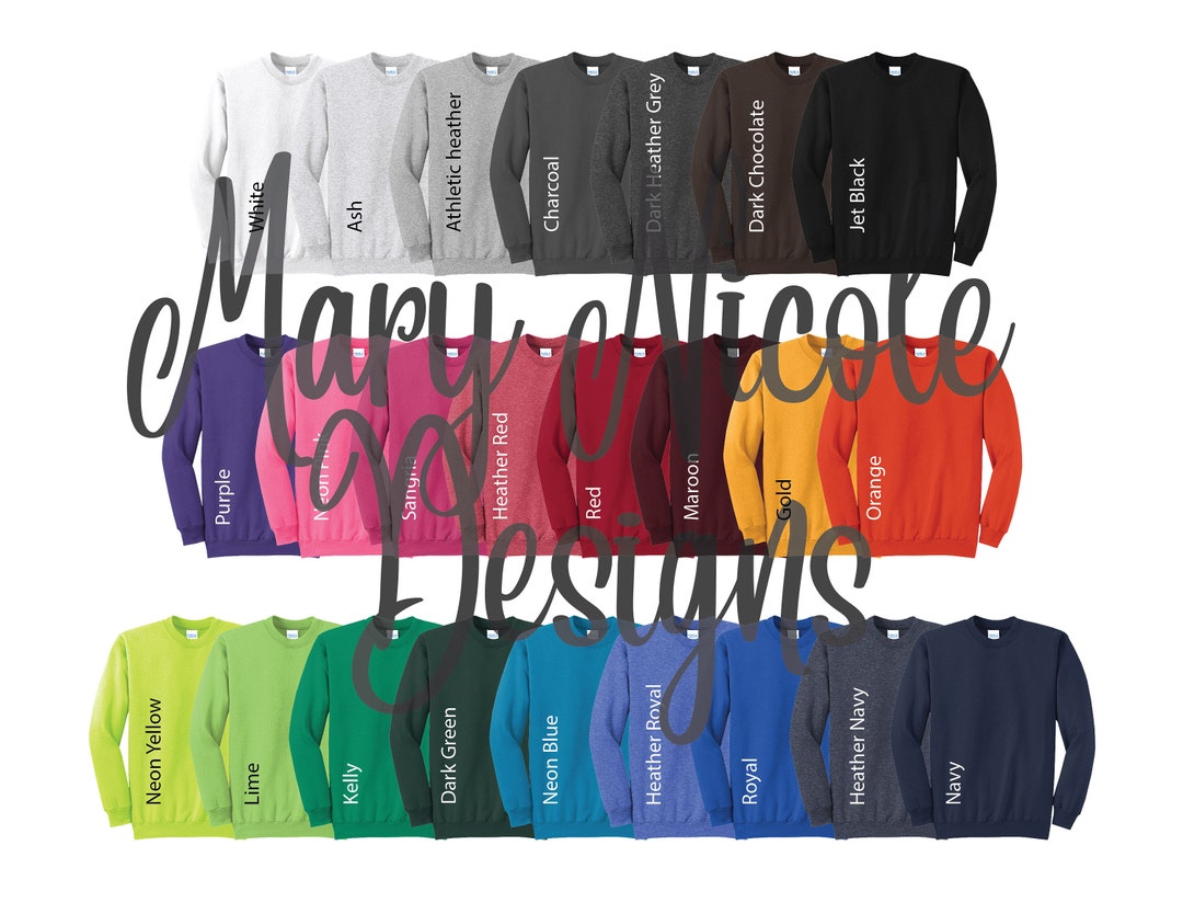 Every Color Digital File Shirt Color Chart // PORT AND COMPANY 78 ...