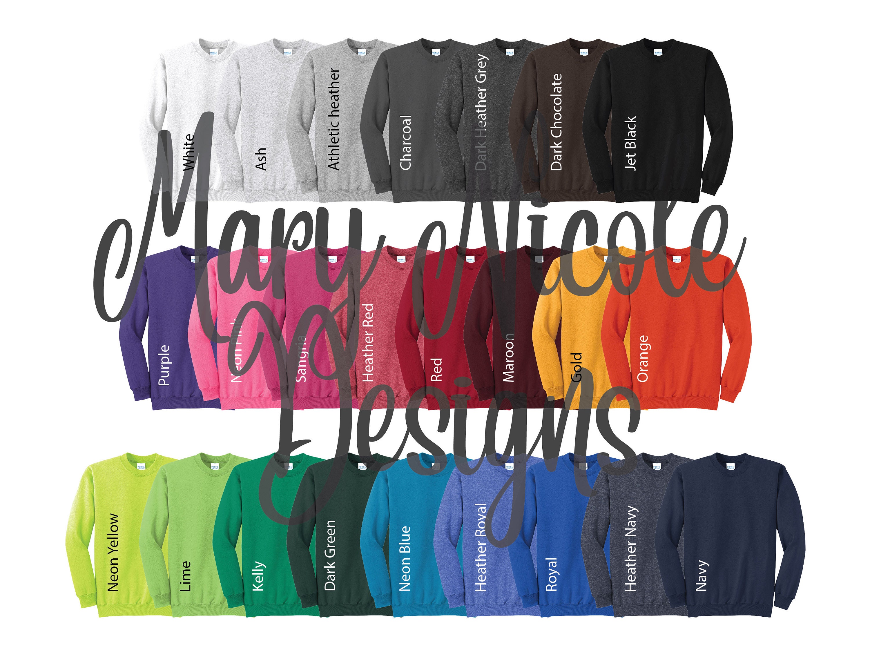 Every Color Digital File Shirt Color Chart // PORT AND COMPANY 78 ...