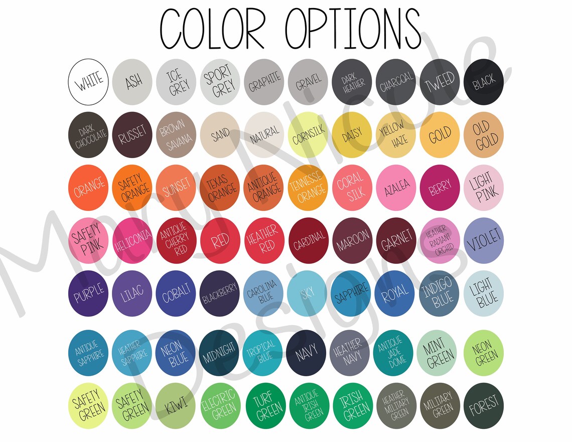Gildan Color Chart,gildan 5000 ,color Chart,gildan 2000/ Unisex Jersey ...