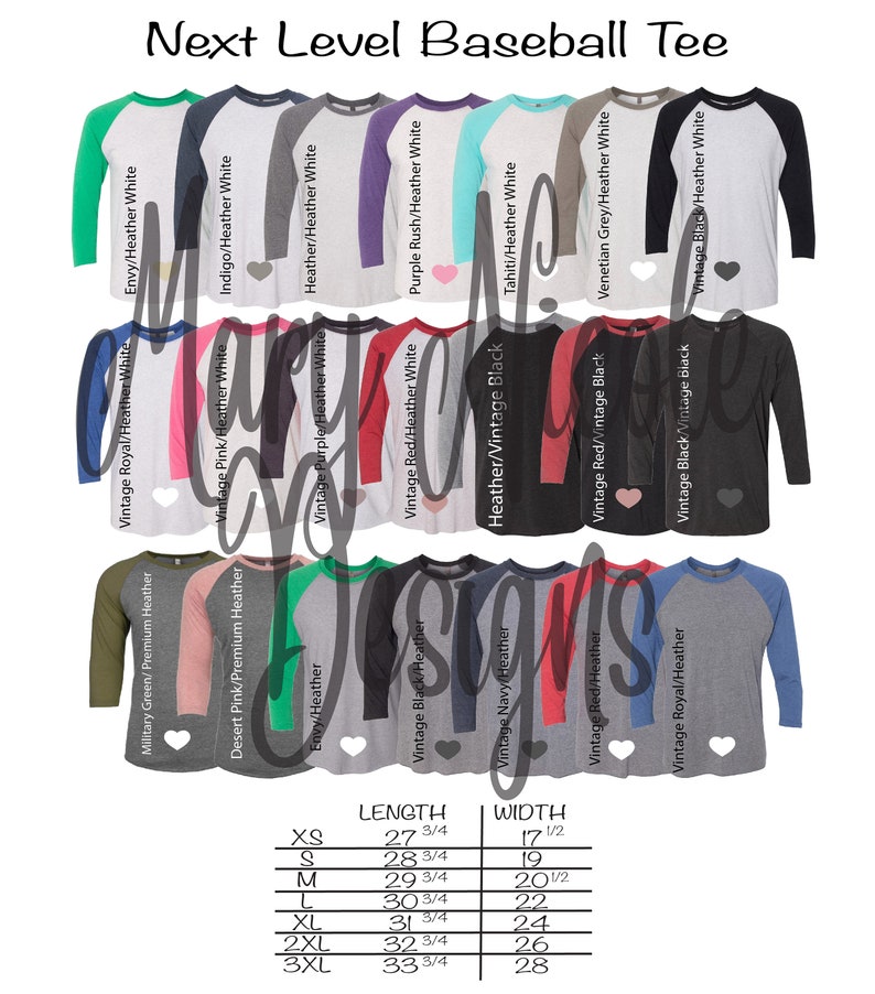 Every Color Digital File Shirt Color Chart // Next Level 6051 - Etsy