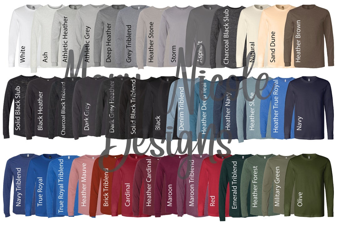 Bella and Canvas 3501 // Etsy Color Chart // Tshirt Color Chart - Etsy