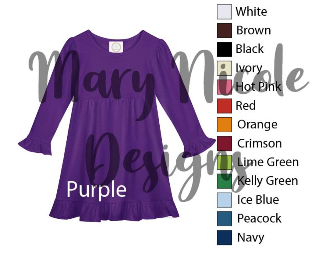 Every Color Color Chart, Long Sleeve Empire Waist Dress Color Chart ...