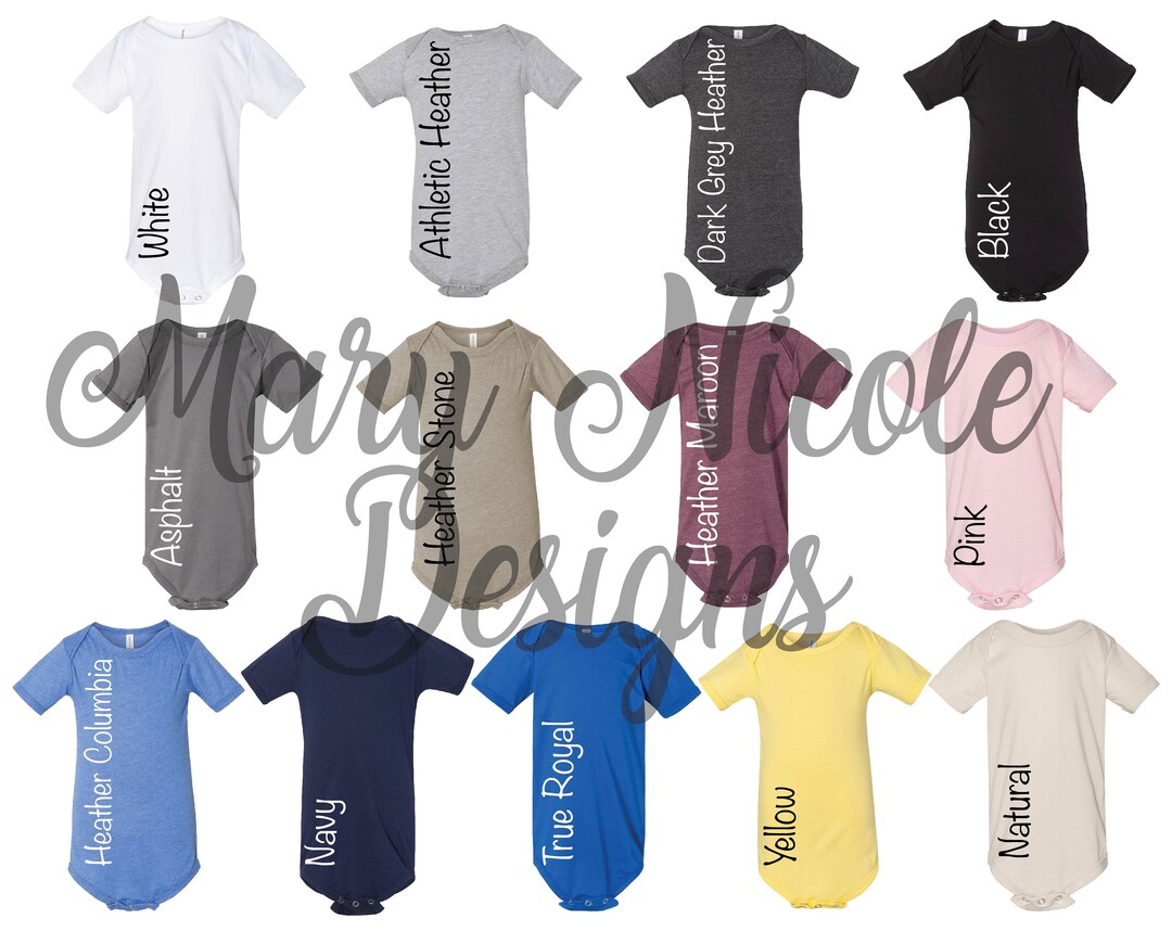 Bella and Canvas 100B/ONSIE Color Chart // Etsy Color Chart // BODYSUIT ...