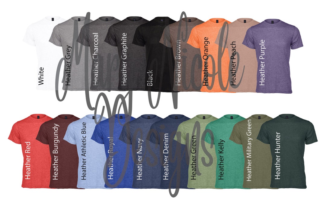 Every Color Digital File Shirt Color Chart // Tultex 241 Unisex Color ...