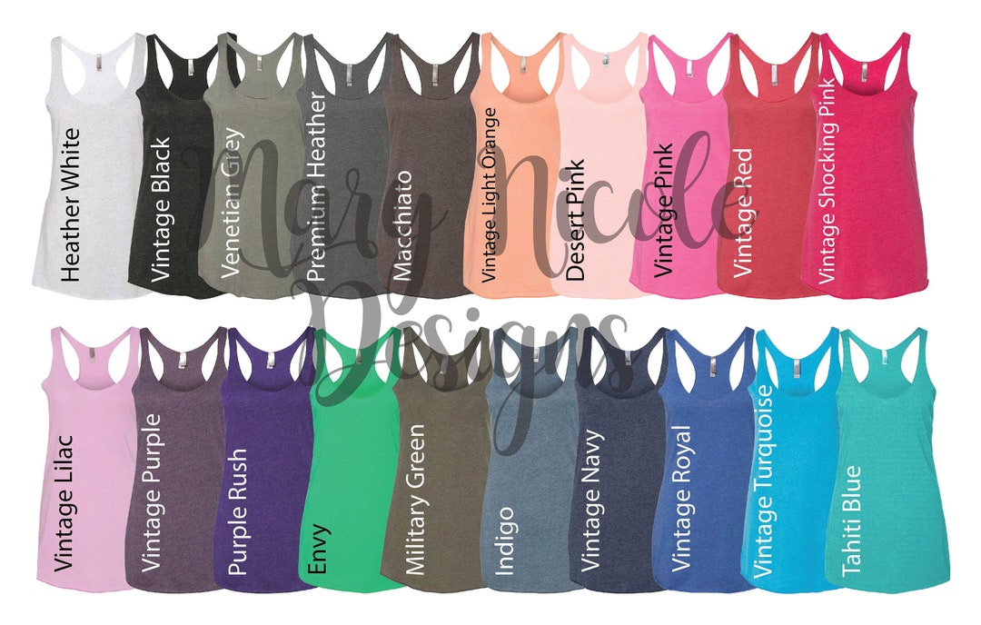 NL6733 Digital File Shirt Color Chart // Next Level TANK Color Chart ...