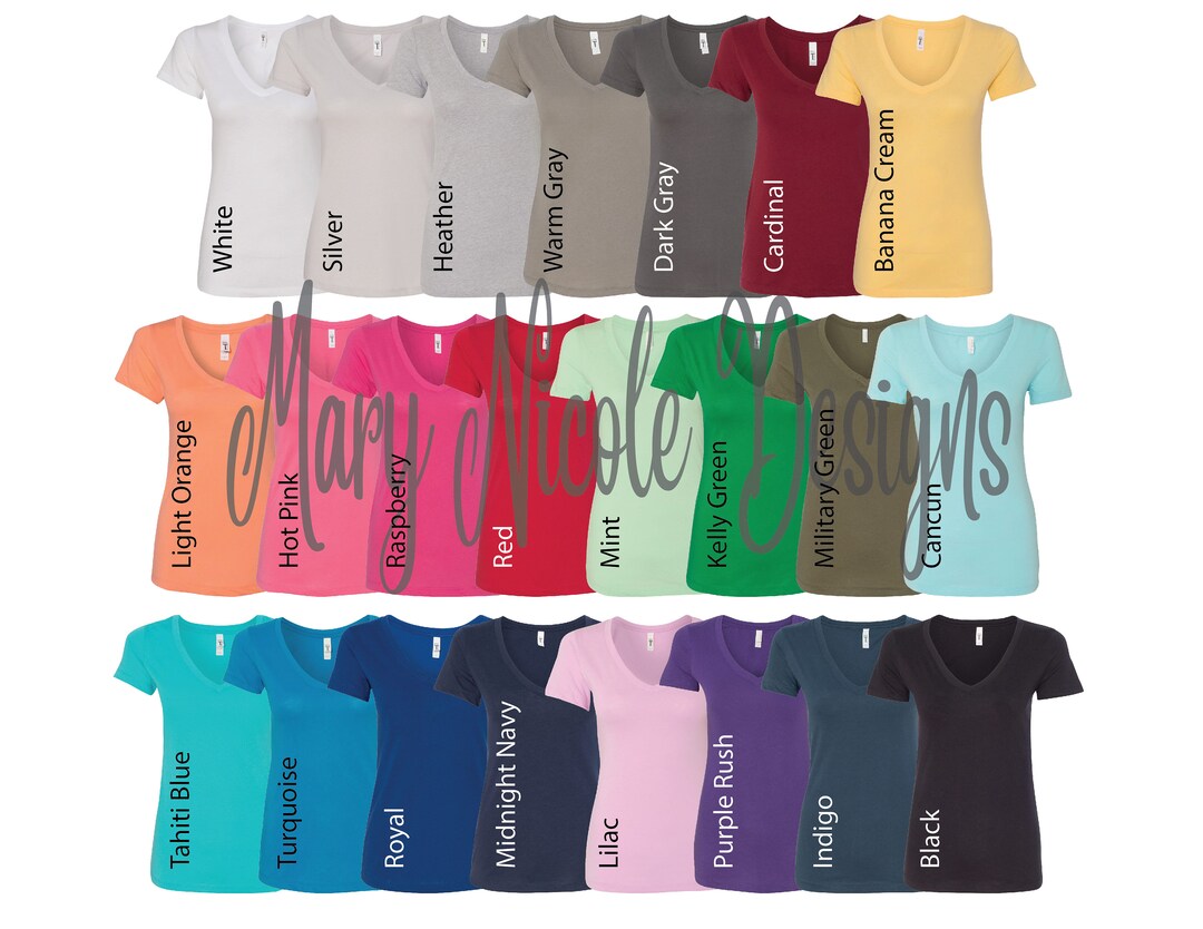 N1540 Digital File Shirt Color Chart // Next Level V Neck Color Chart ...