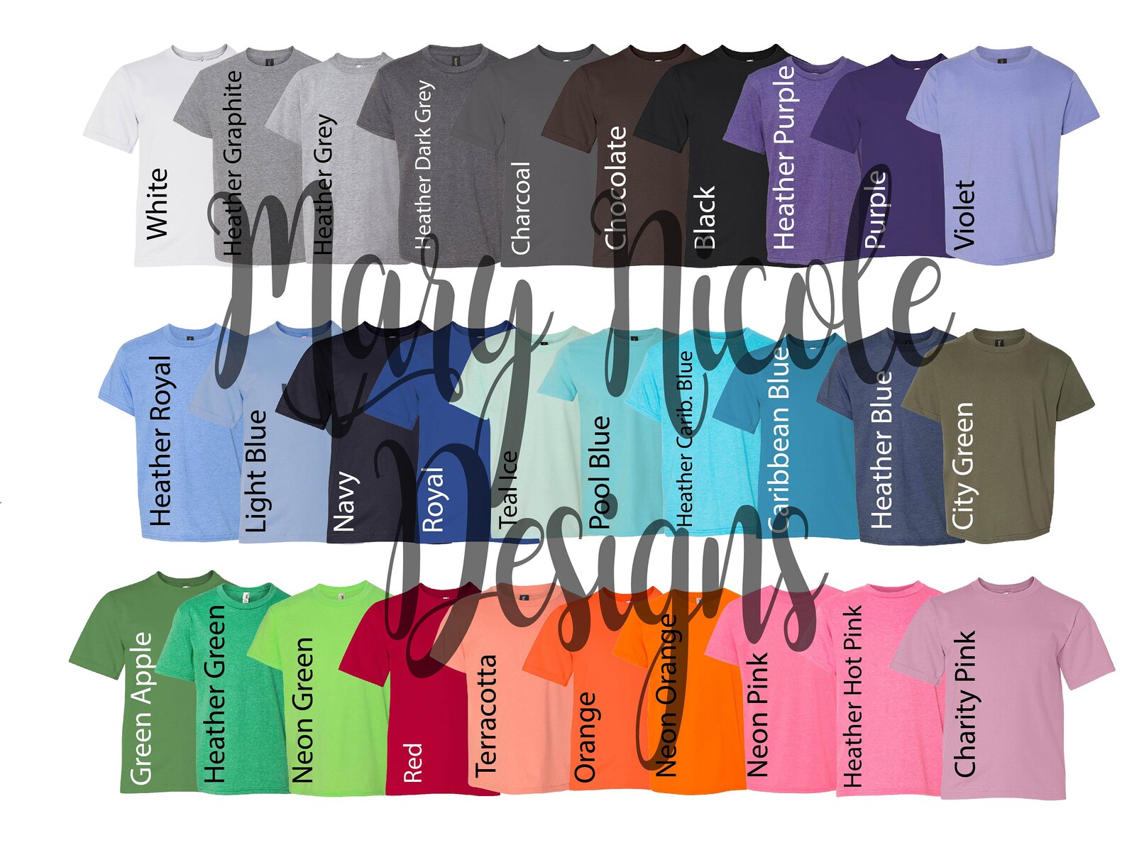 Anvil 990B Color Chart Mockup, Anvil Mockup, Every Color, T-shirt Color ...