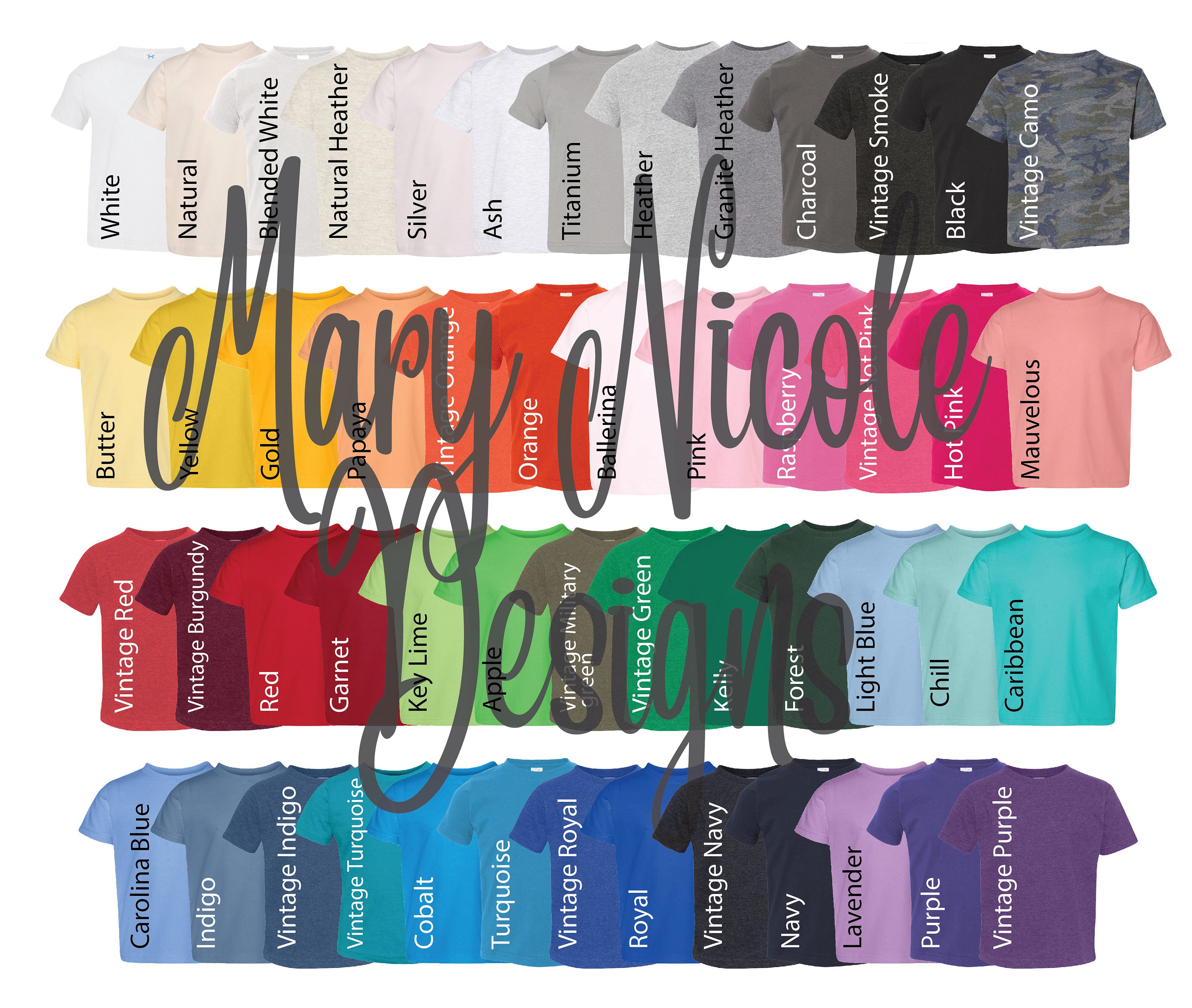 Every Color Digital File Shirt Color Chart // Rabbit Skins 3321 Shirt ...