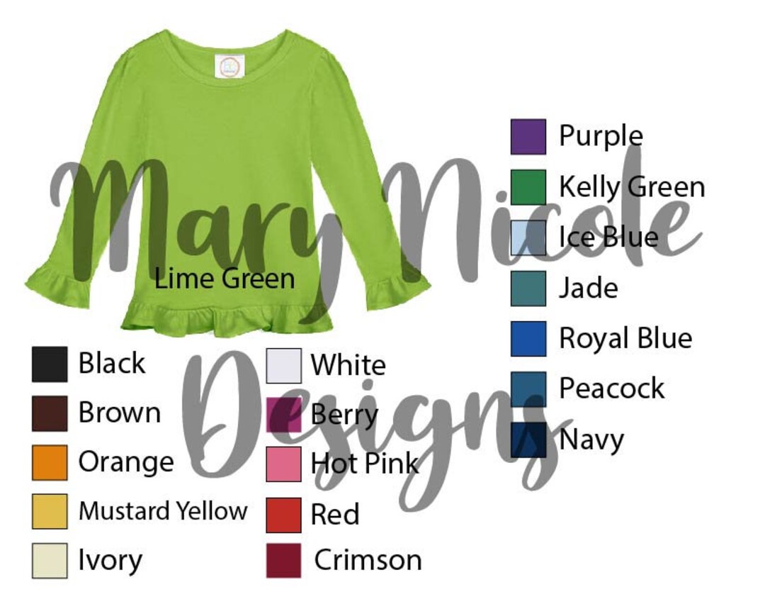 Every Color Color Chart, Long Sleeve Ruffle Shirt , Blanks Boutique ...