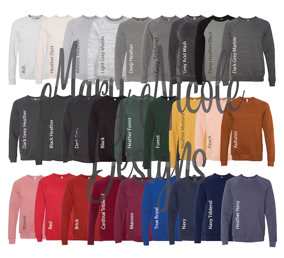 Every Color Digital File Shirt Color Chart // Bella and | Etsy