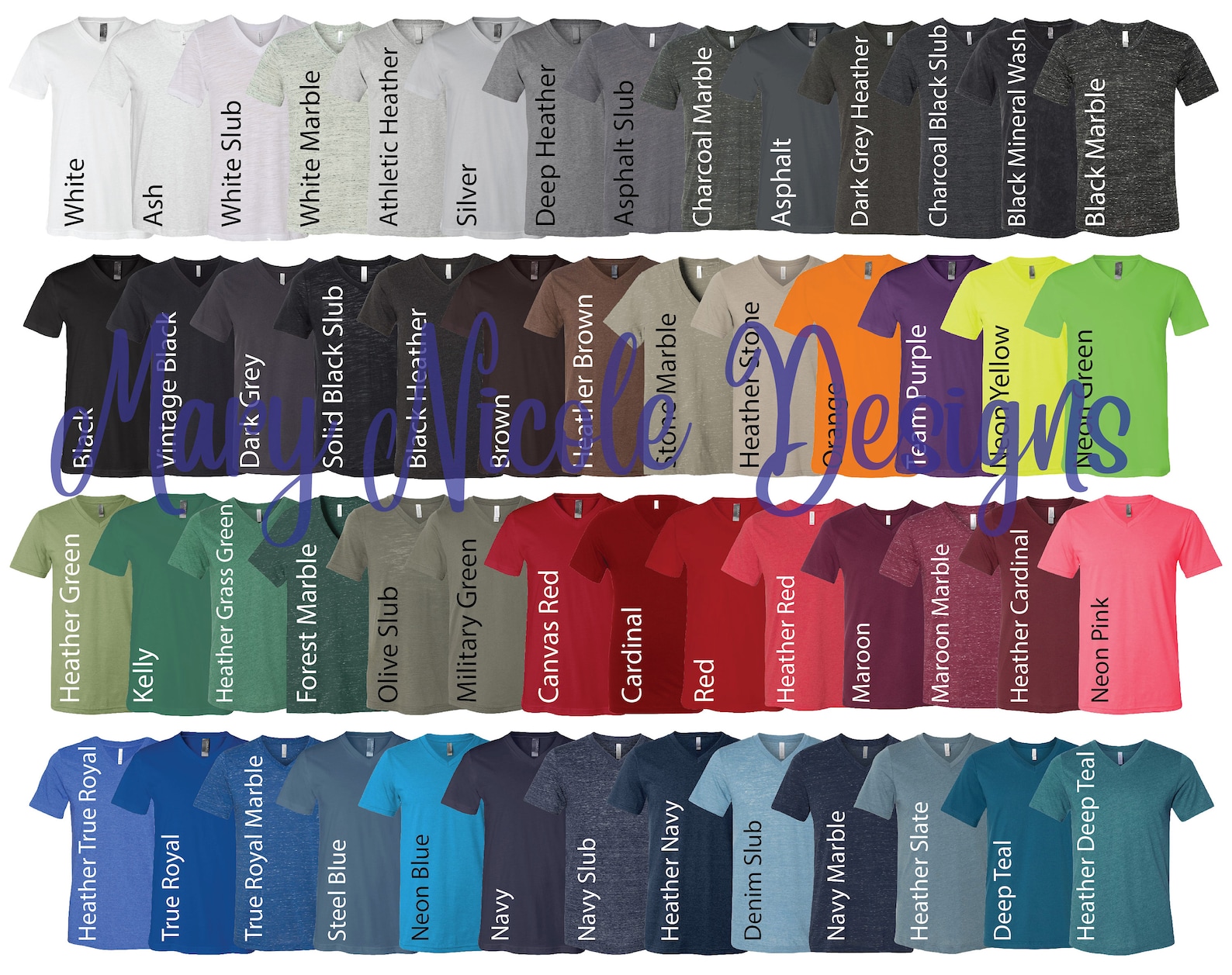 Every Color Digital File Shirt Color Chart // Bella and Canvas - Etsy