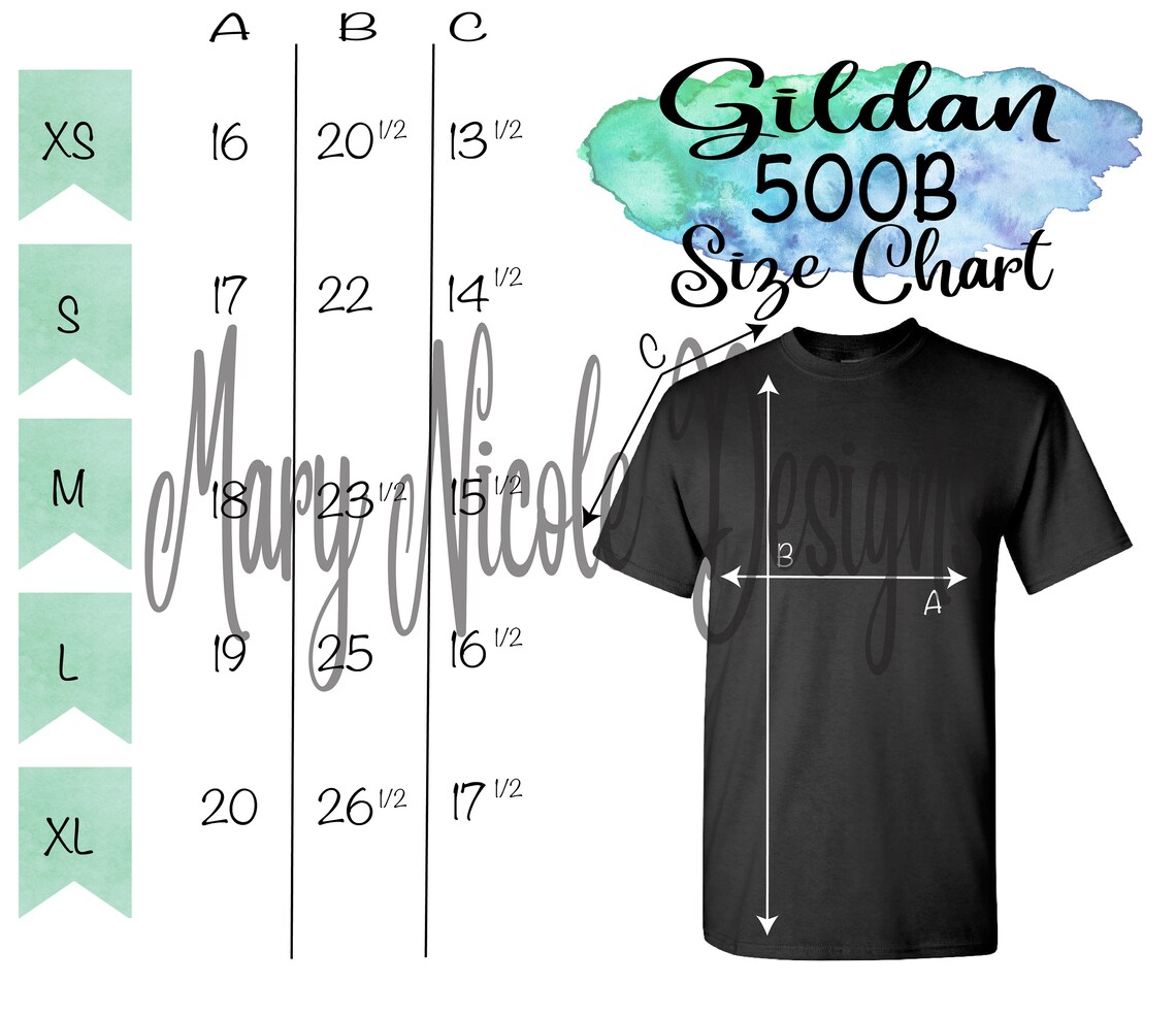 Gildan G500b Size Chart T-shirt Mockup Flat Lay - Etsy