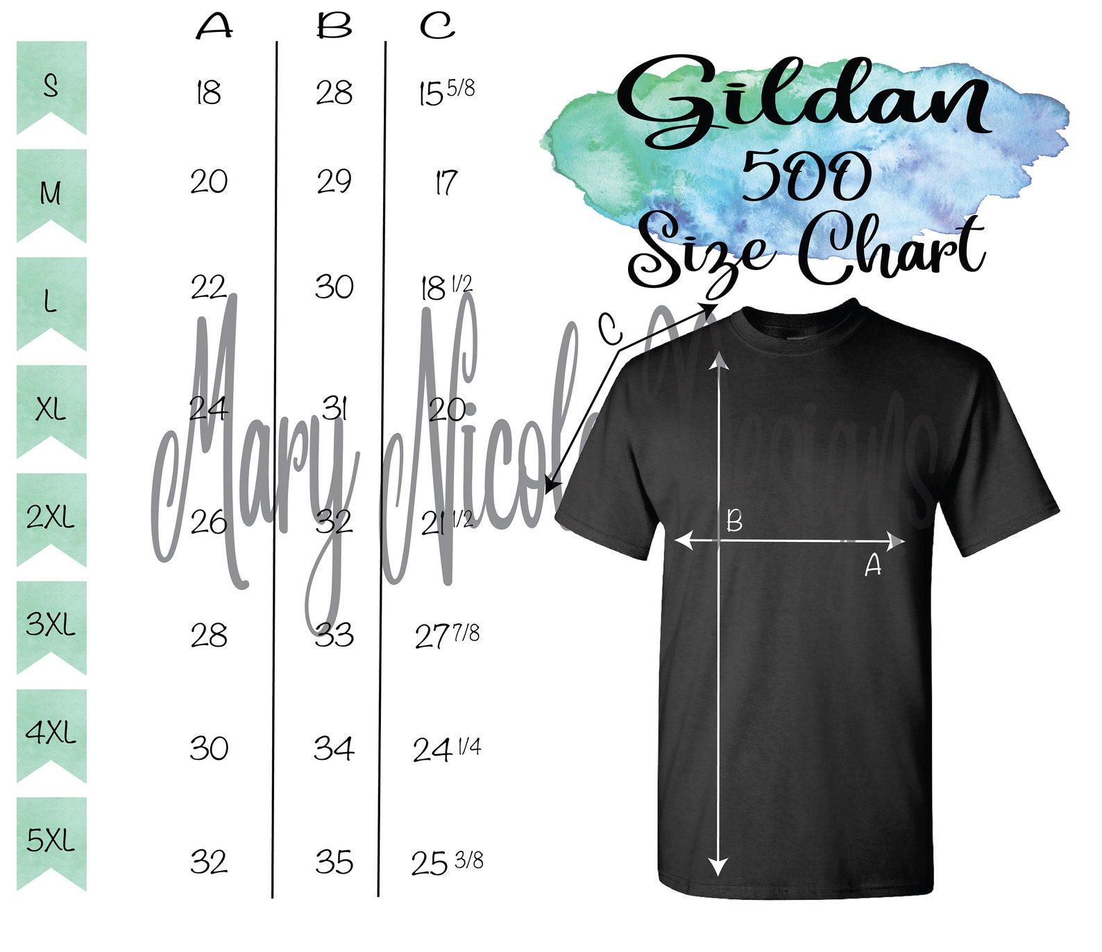 Gildan G500 Size Chart T-shirt Mockup Flat Lay | Etsy
