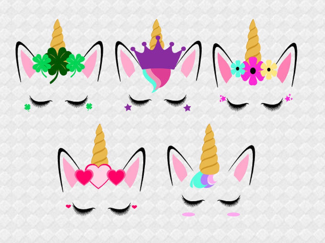 Unicorn Faces SVG DXF Face Unicorn Clipart Unicorn Svg - Etsy