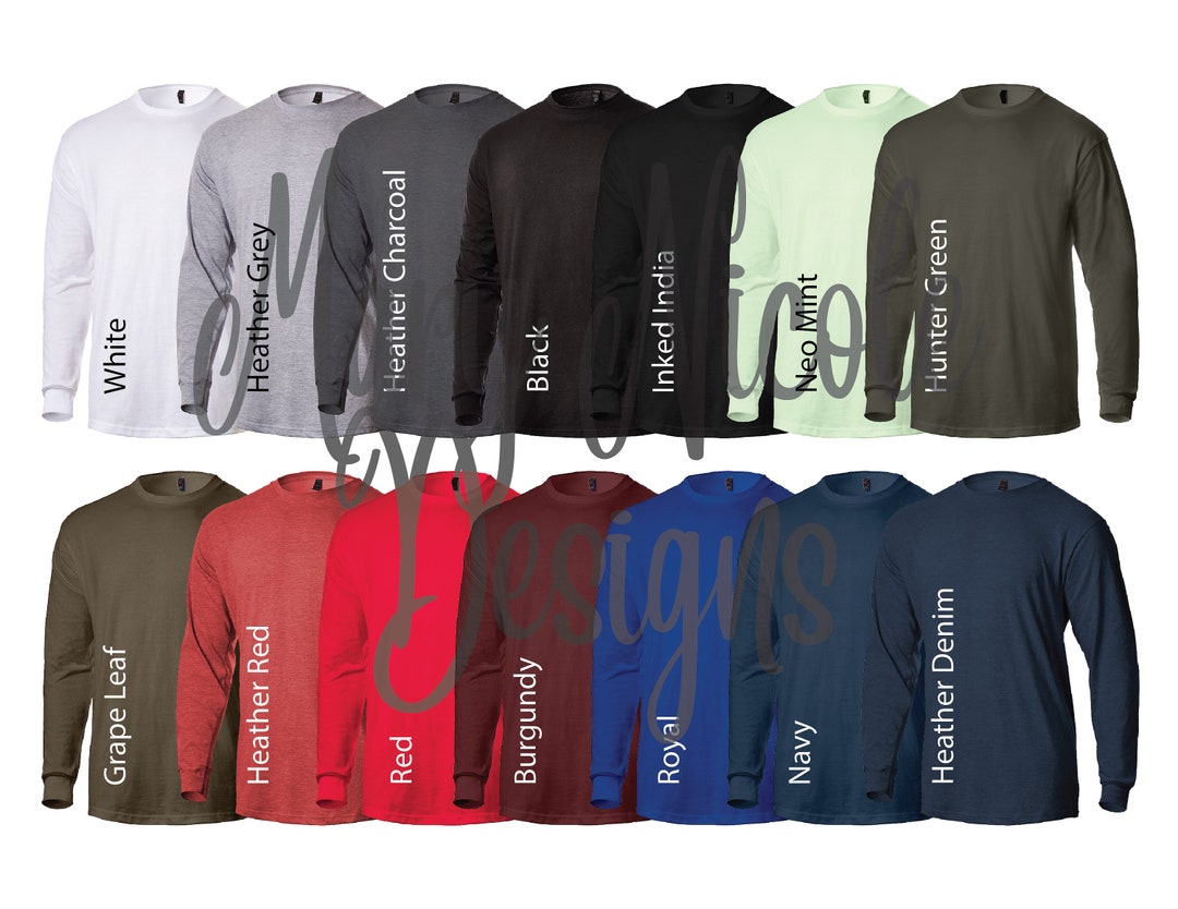 Every Color Digital File Shirt Color Chart // Tultex 291 Unisex Long ...