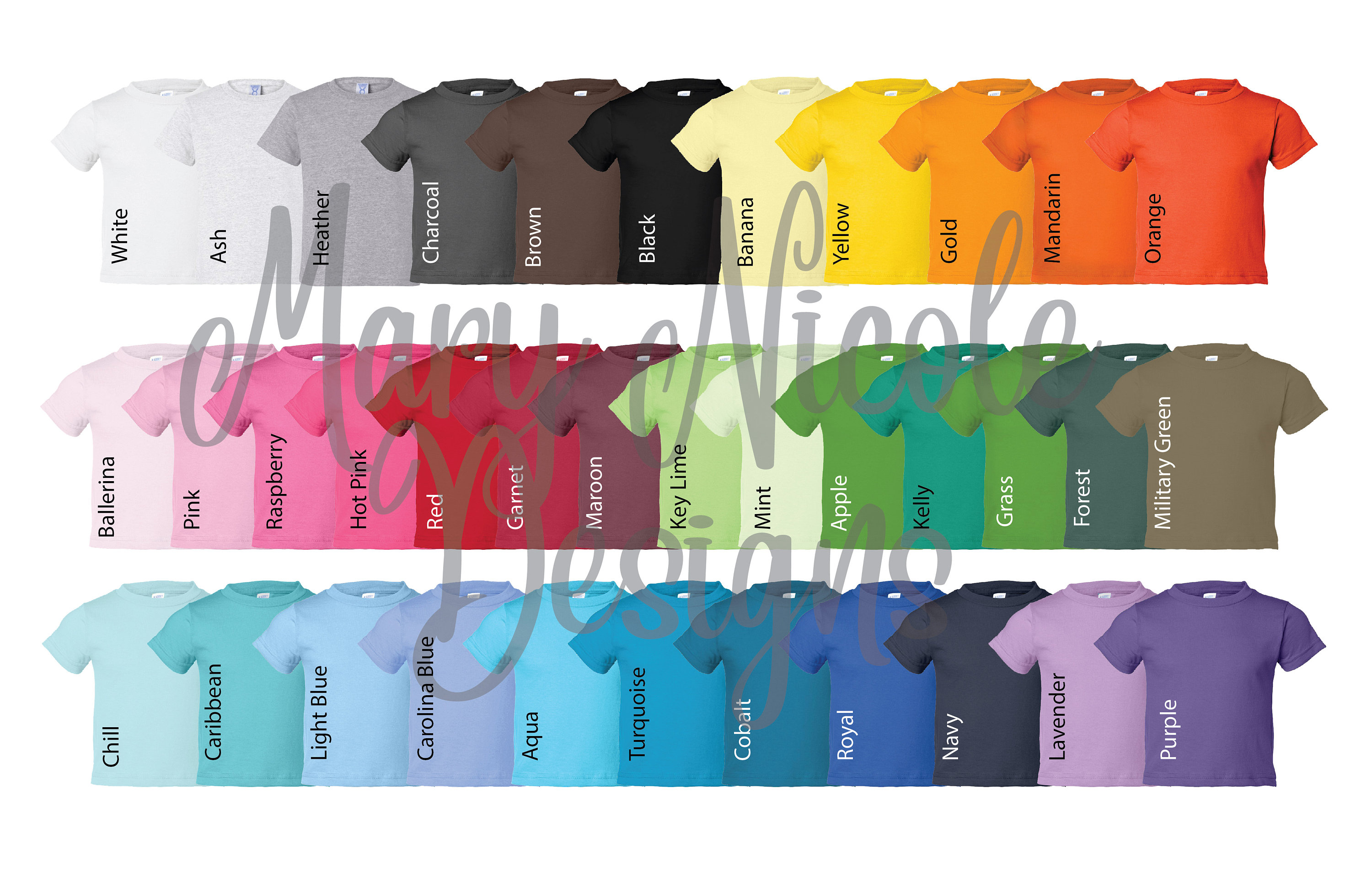 Every Color Digital File Shirt Color Chart // Rabbit Skins 3301 Shirt ...
