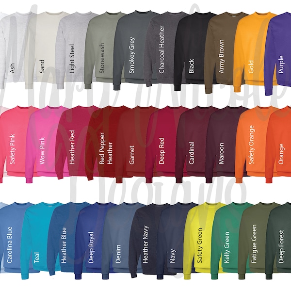 Hanes 1607 Color Chart - Etsy