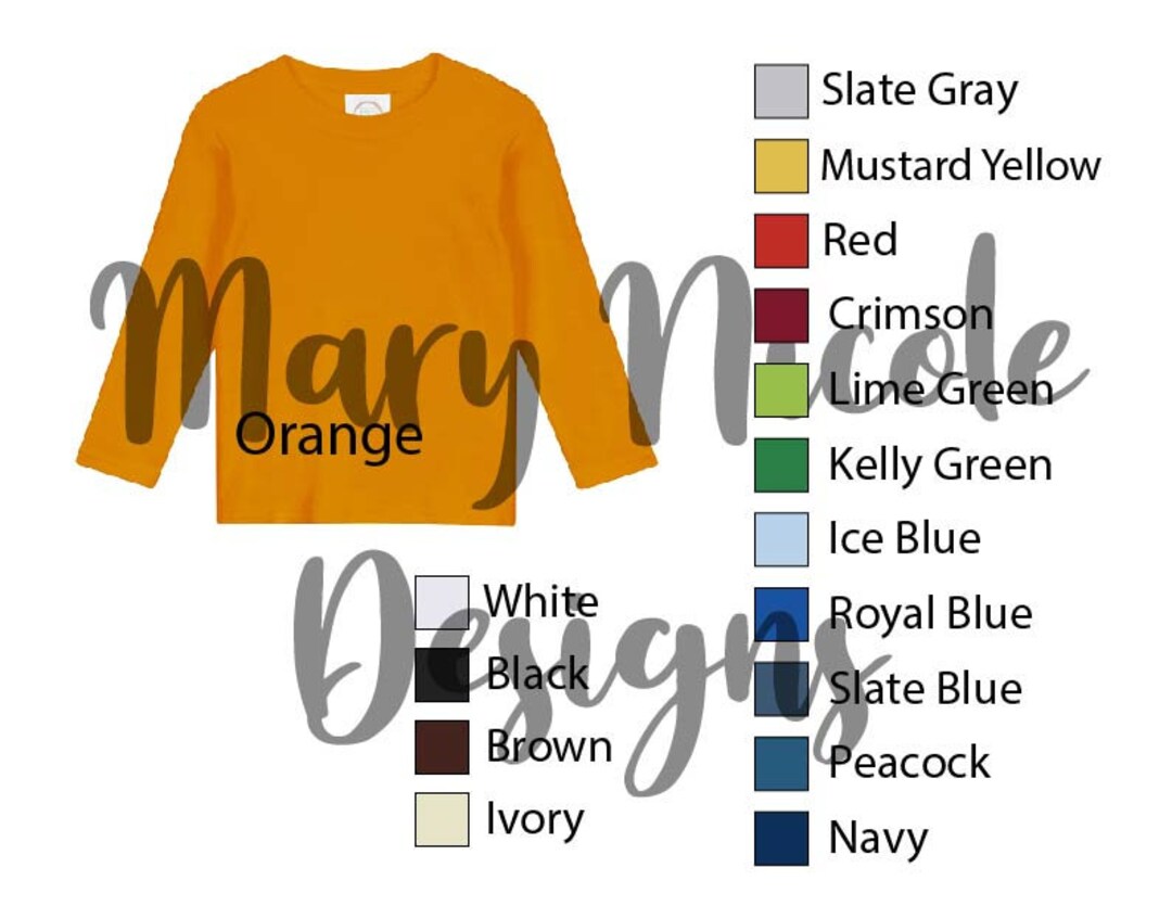 Every Color Color Chart, Unisex Color Chart, Blanks Boutique Color ...