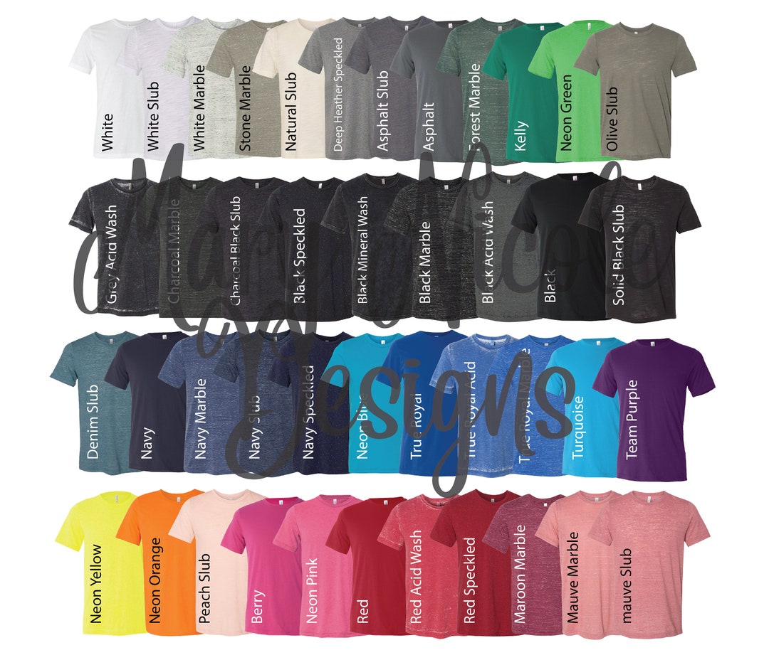 Bella and Canvas 3650/ Color Chart // Etsy Color Chart // Tshirt Color ...