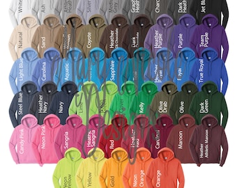 Port and Company Hoodie Color Chart - Etsy Australia