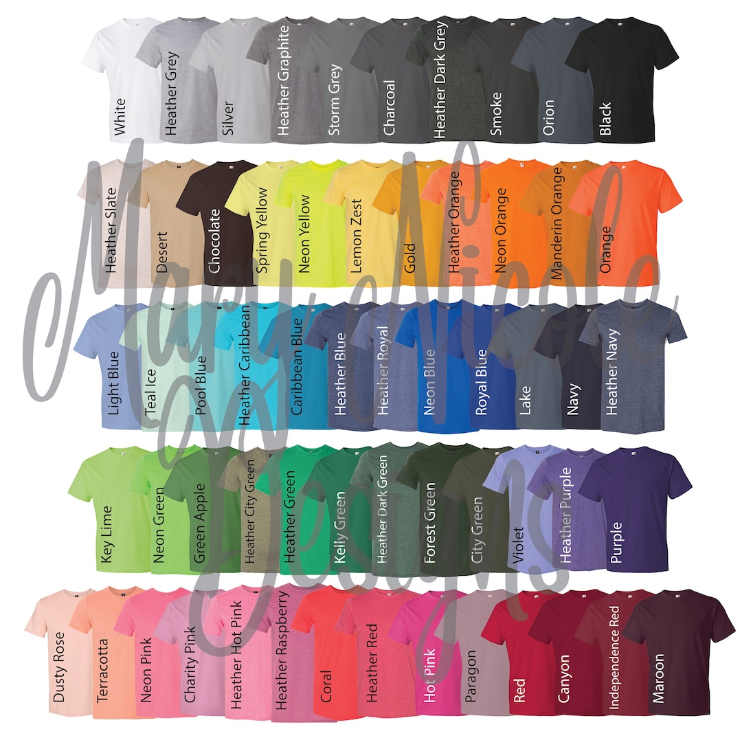 Anvil 980 Color Chart Mockup, Anvil Mockup, Every Color, T-shirt Color ...