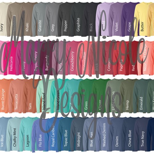 Comfort Colors 1717 Color Chartcomfort Color Color Chart - Etsy