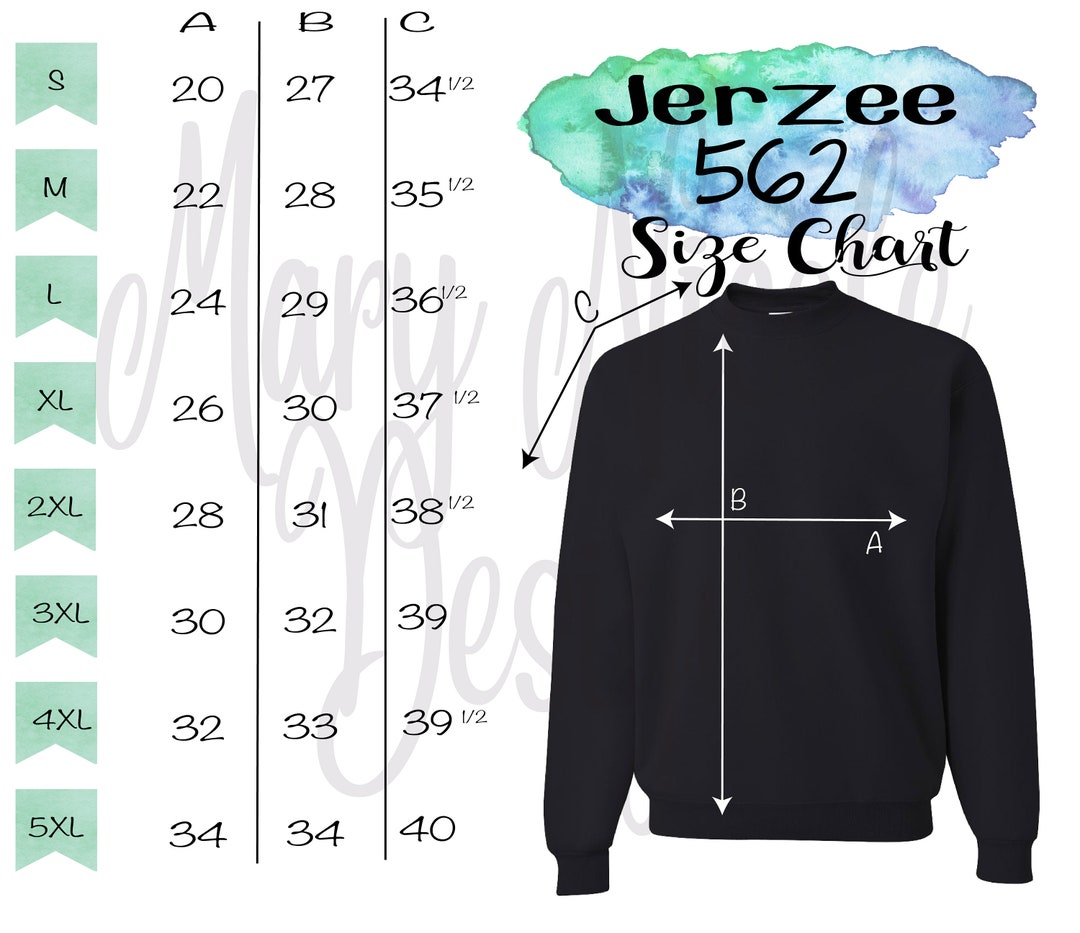 Jerzees 562 Size Chart T-shirt Mockup Flat Lay - Etsy