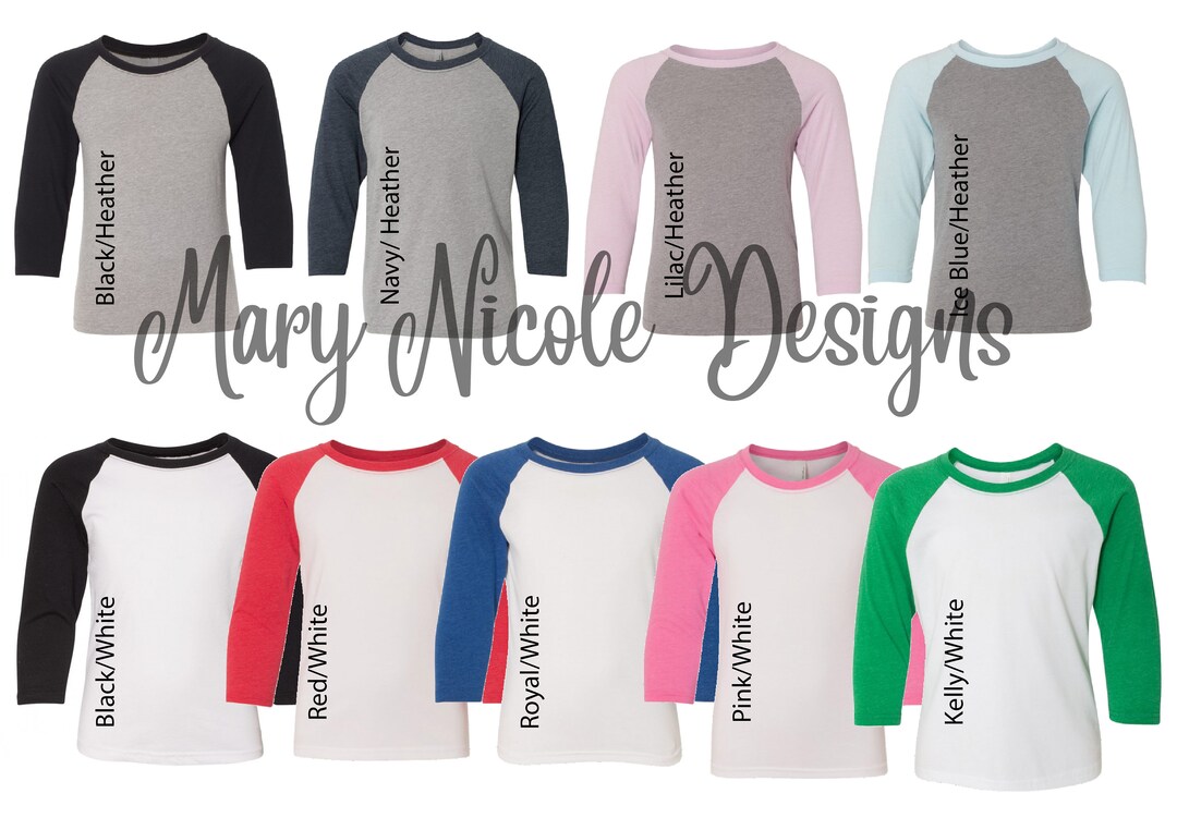 Youth 3352 Digital File Shirt Color Chart // Next Level Raglan Color ...