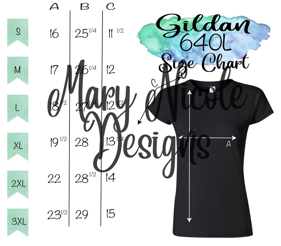 Gildan G640l Size Chart T-shirt Mockup Flat Lay - Etsy