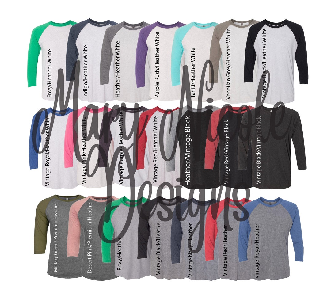 Next Level 6051//digital File Shirt Color Chart //raglan Color Chart ...