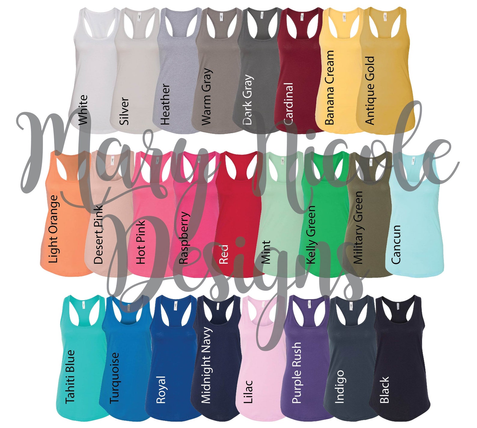 N1533 Digital File Shirt Color Chart // Next Level TANK Color Chart ...