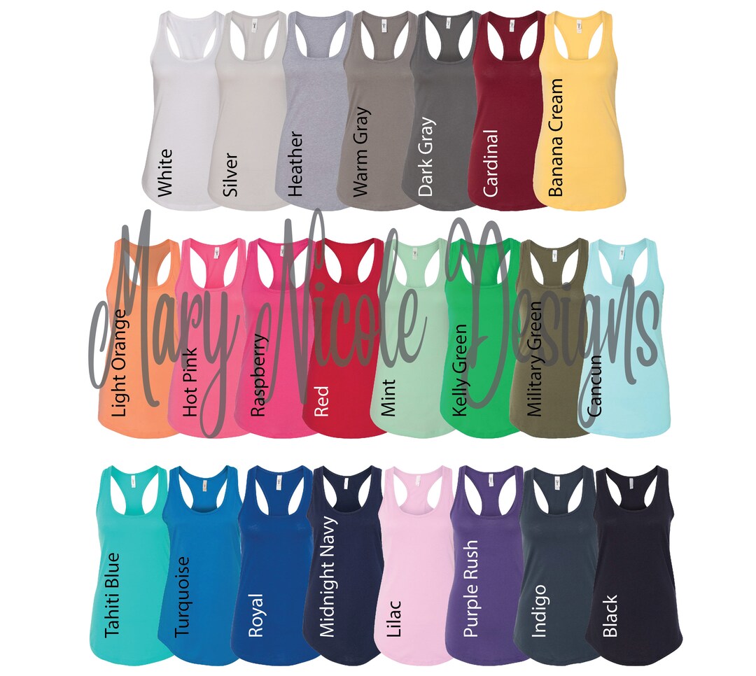 N1533 Digital File Shirt Color Chart // Next Level TANK Color Chart ...